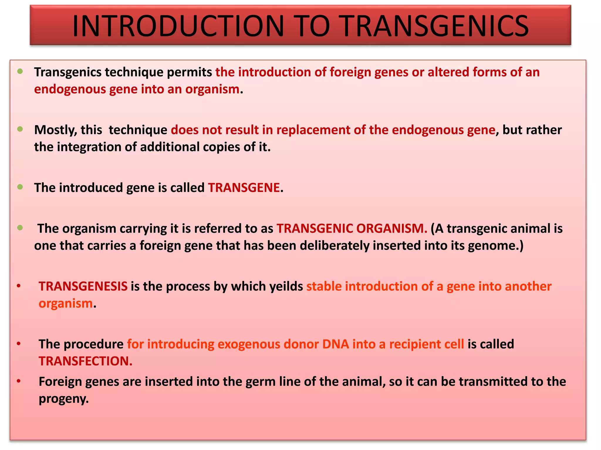 Production of transgenic organism | PPTX