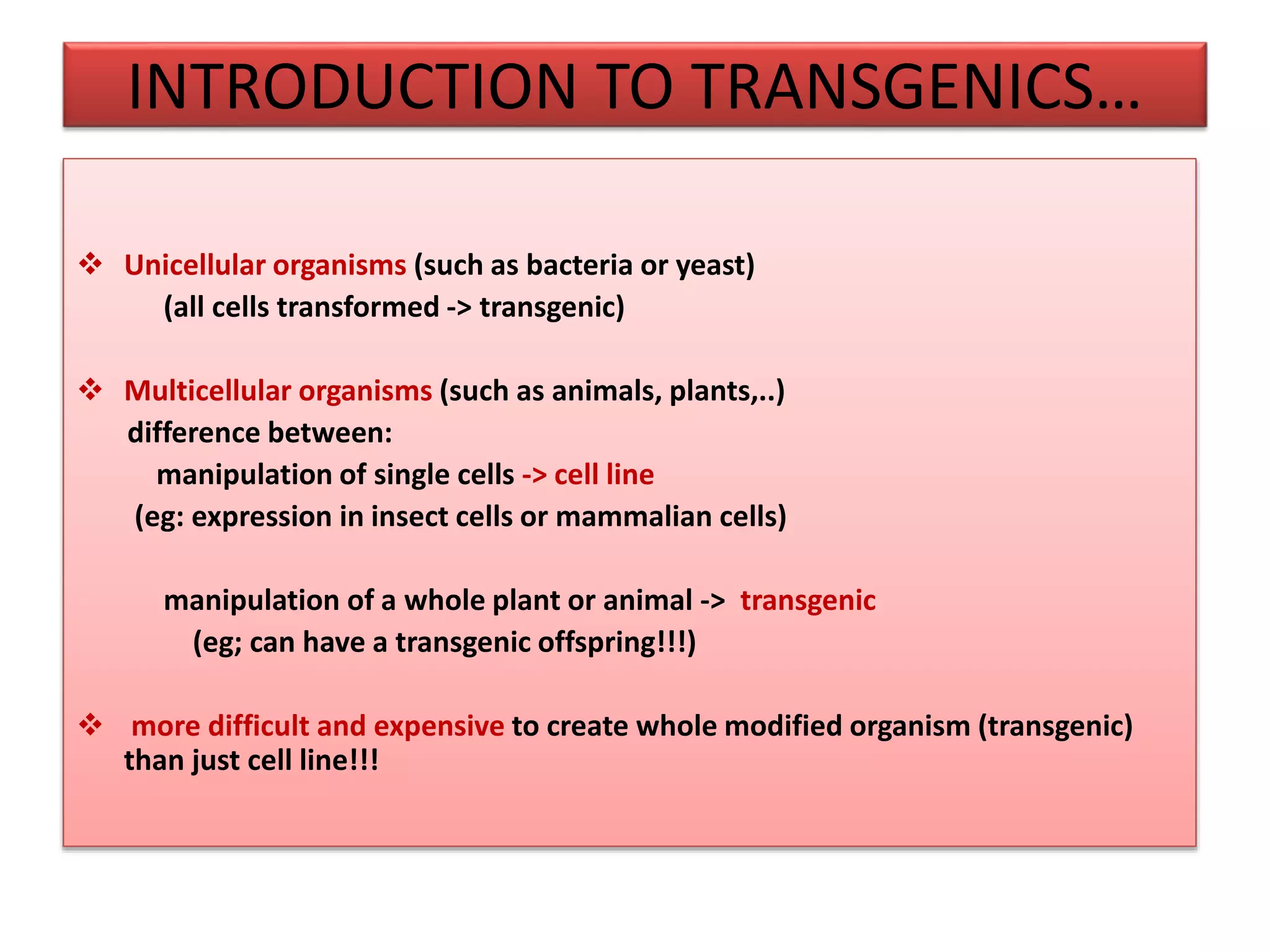 Production of transgenic organism | PPTX
