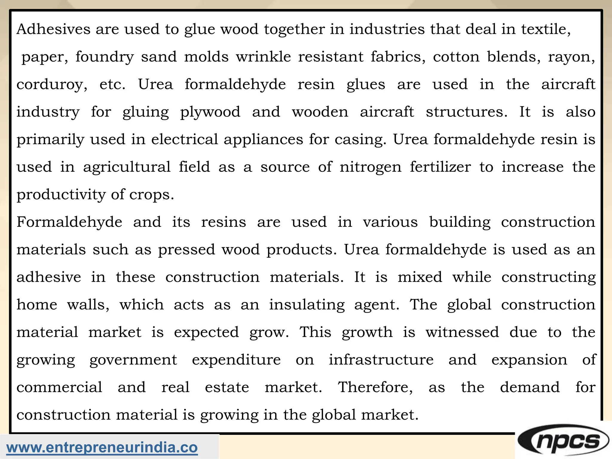 Production of Urea Formaldehyde UF85 | PPTX