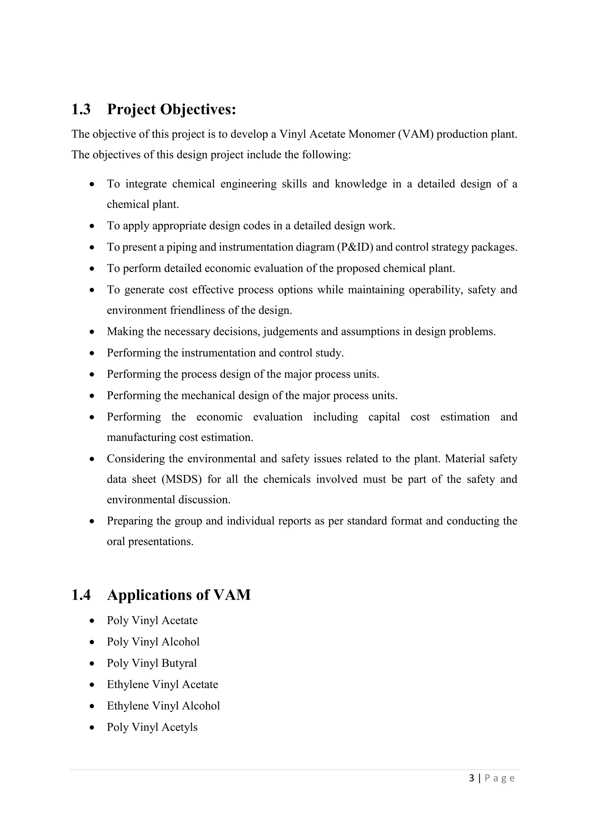 Production of vam by oxy acetylation of ethylene-min | PDF