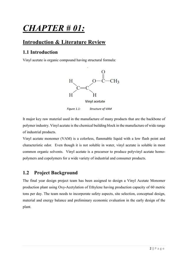 Production of vam by oxy acetylation of ethylene-min | PDF