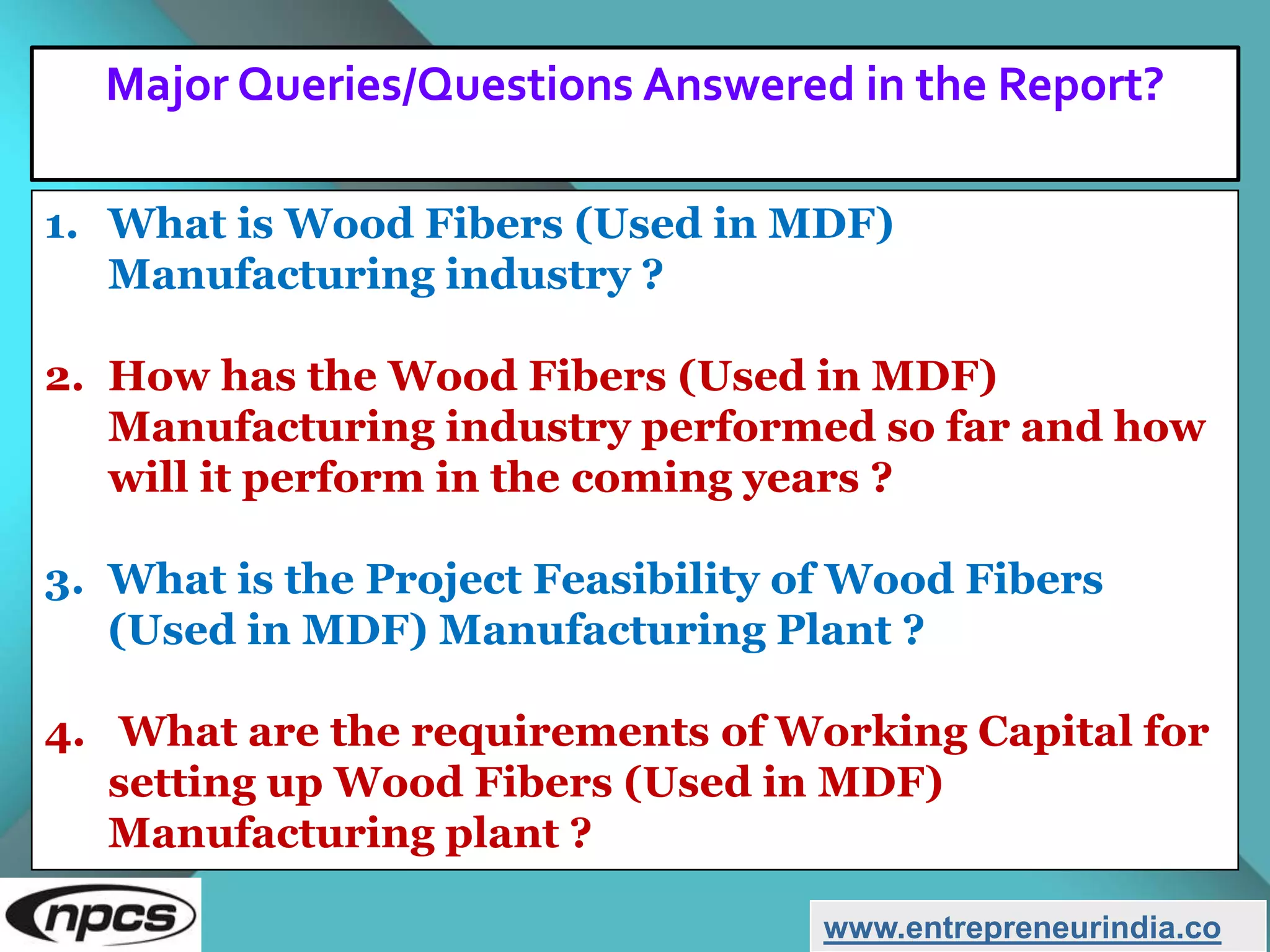 Production of wood fibers (used in mdf) | PPTX
