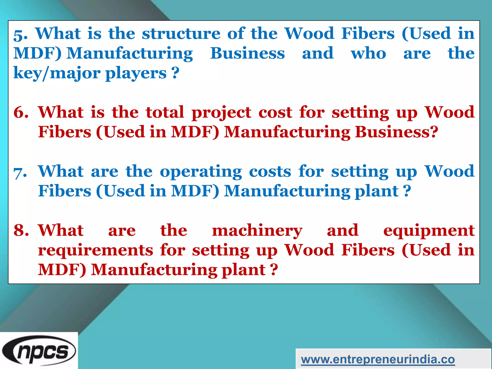 Production of wood fibers (used in mdf) | PPTX