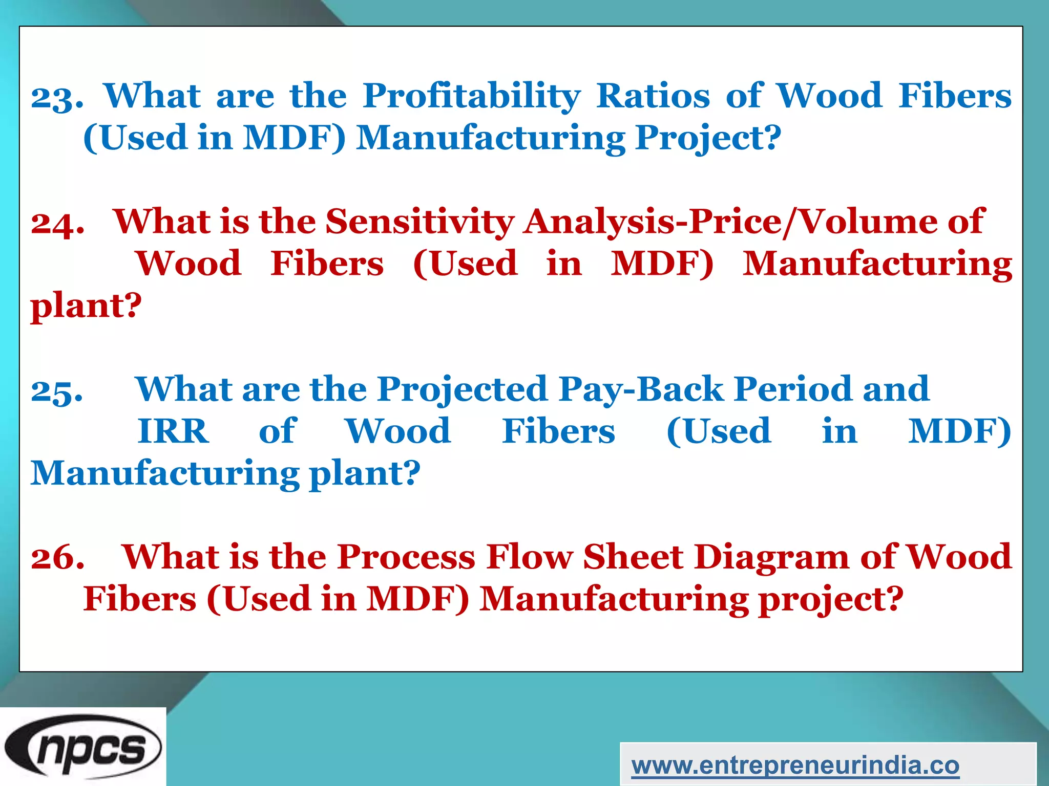 Production of wood fibers (used in mdf) | PPTX