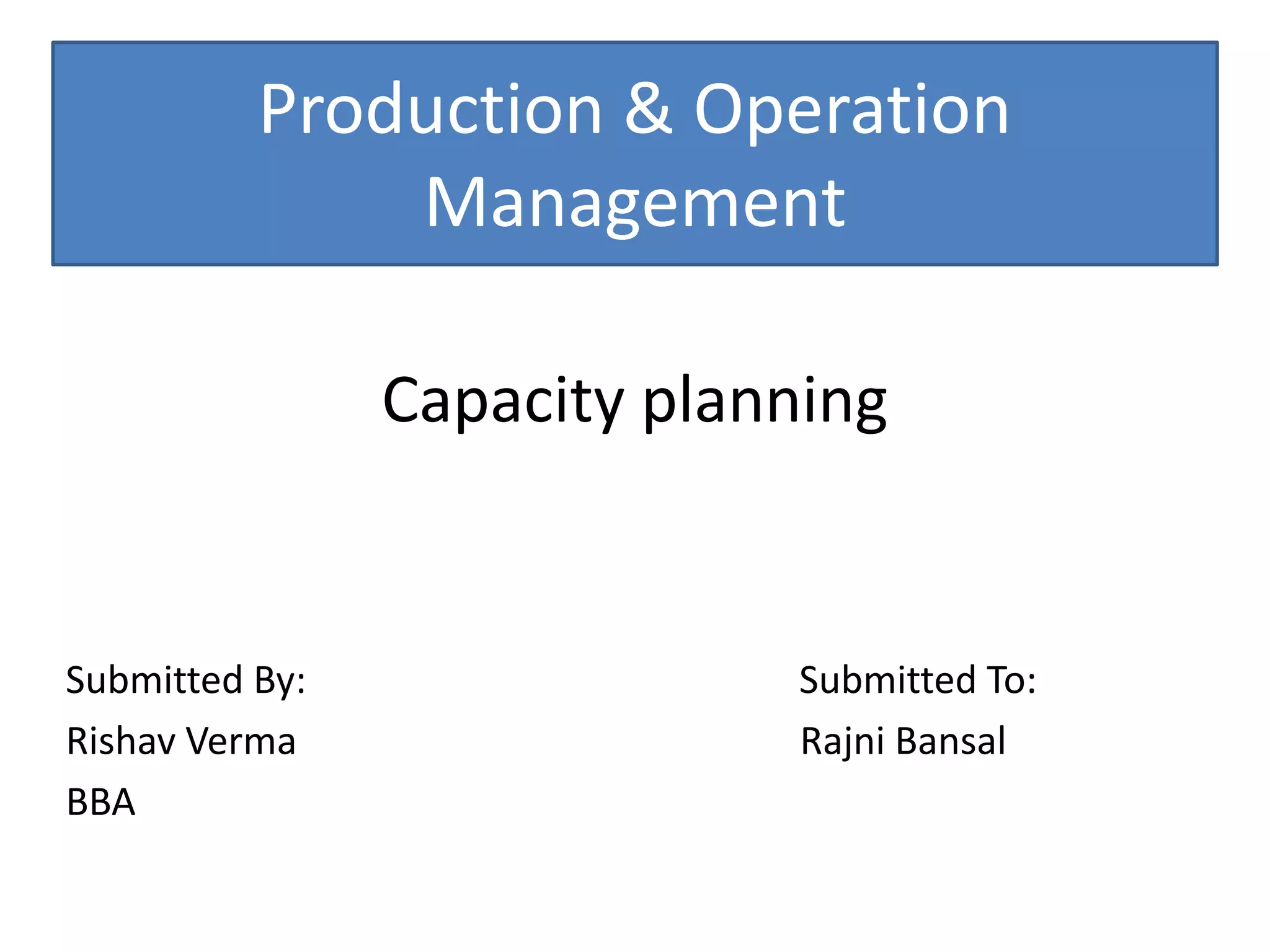 Capacity Planning | PPTX