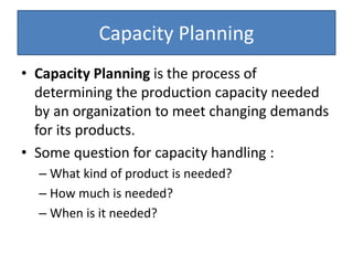 Capacity Planning | PPTX | Business | Business and Finance