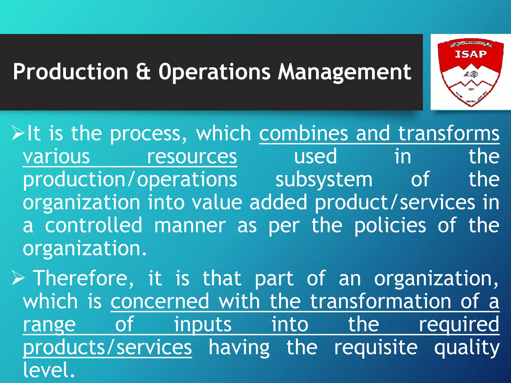 Production & operations management | PPTX