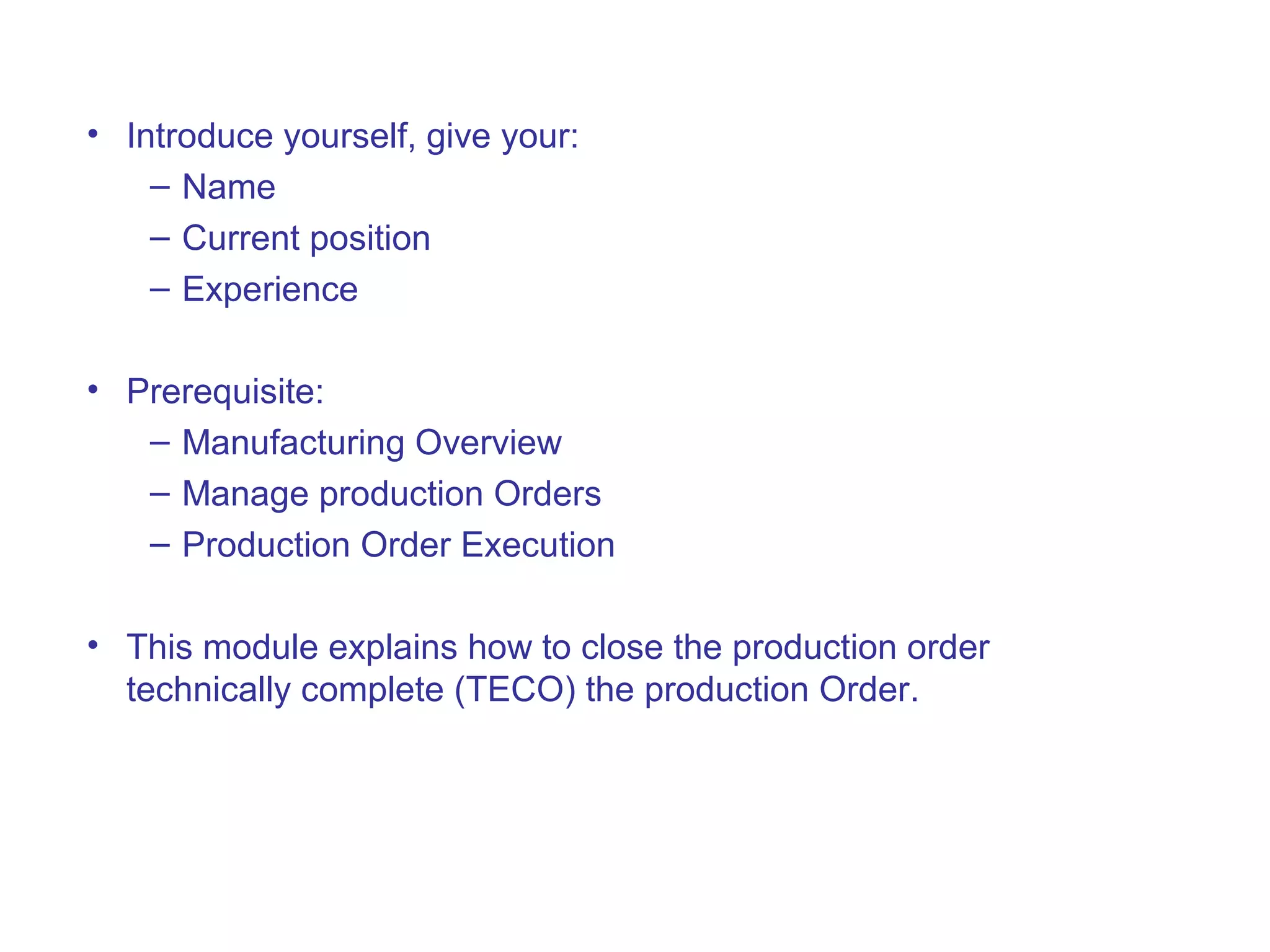 Production order - Murali krishna nookella | PPT