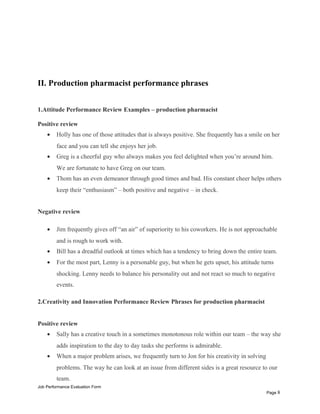 Production pharmacist performance appraisal | DOC