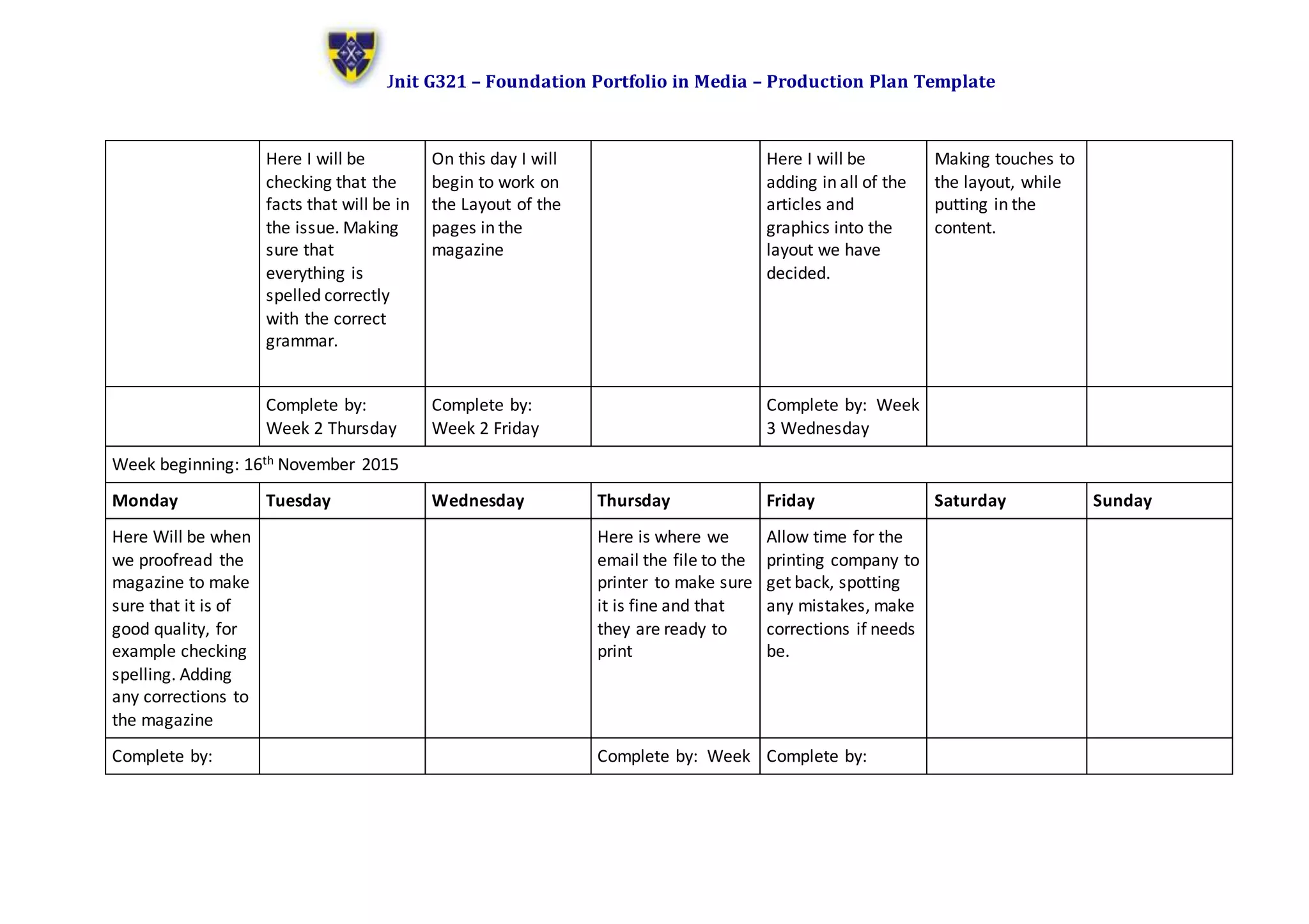 Production Plan | DOCX