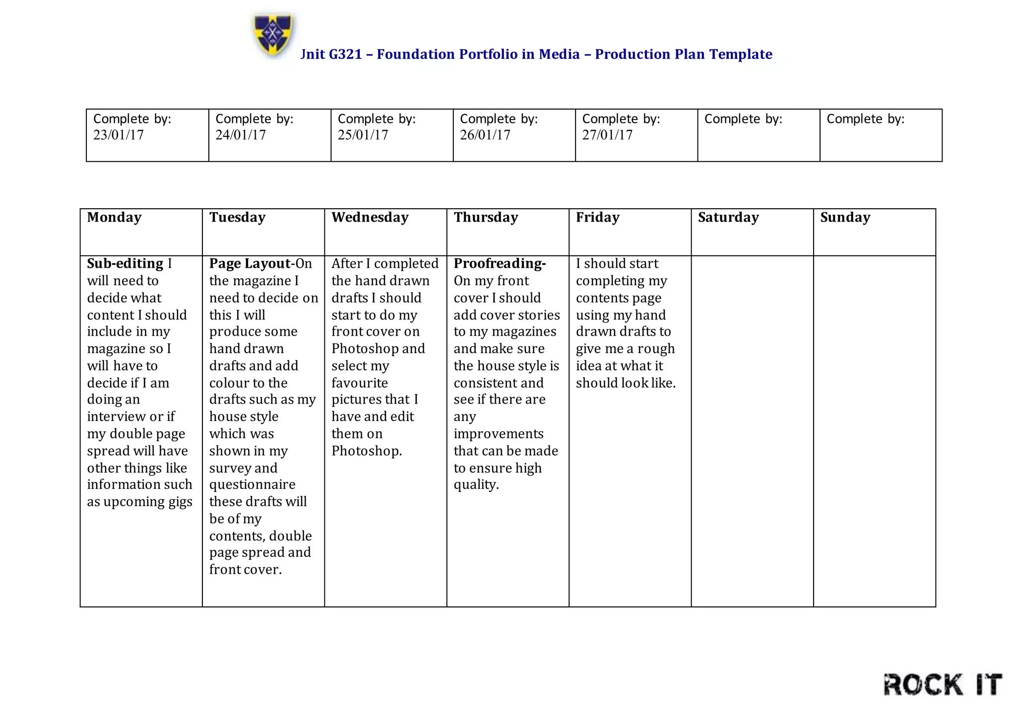 Production plan template | DOCX