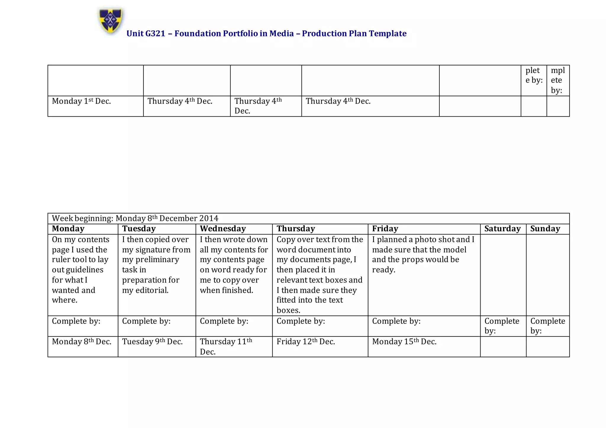 Production Plan | DOCX