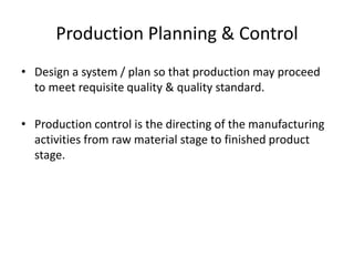 Production planing & control | PPT