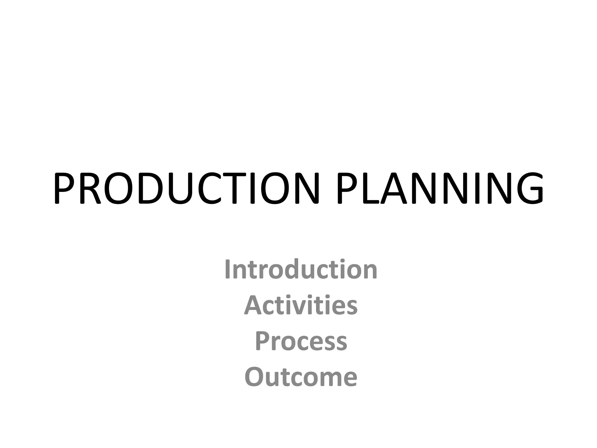 Production planning | PPTX