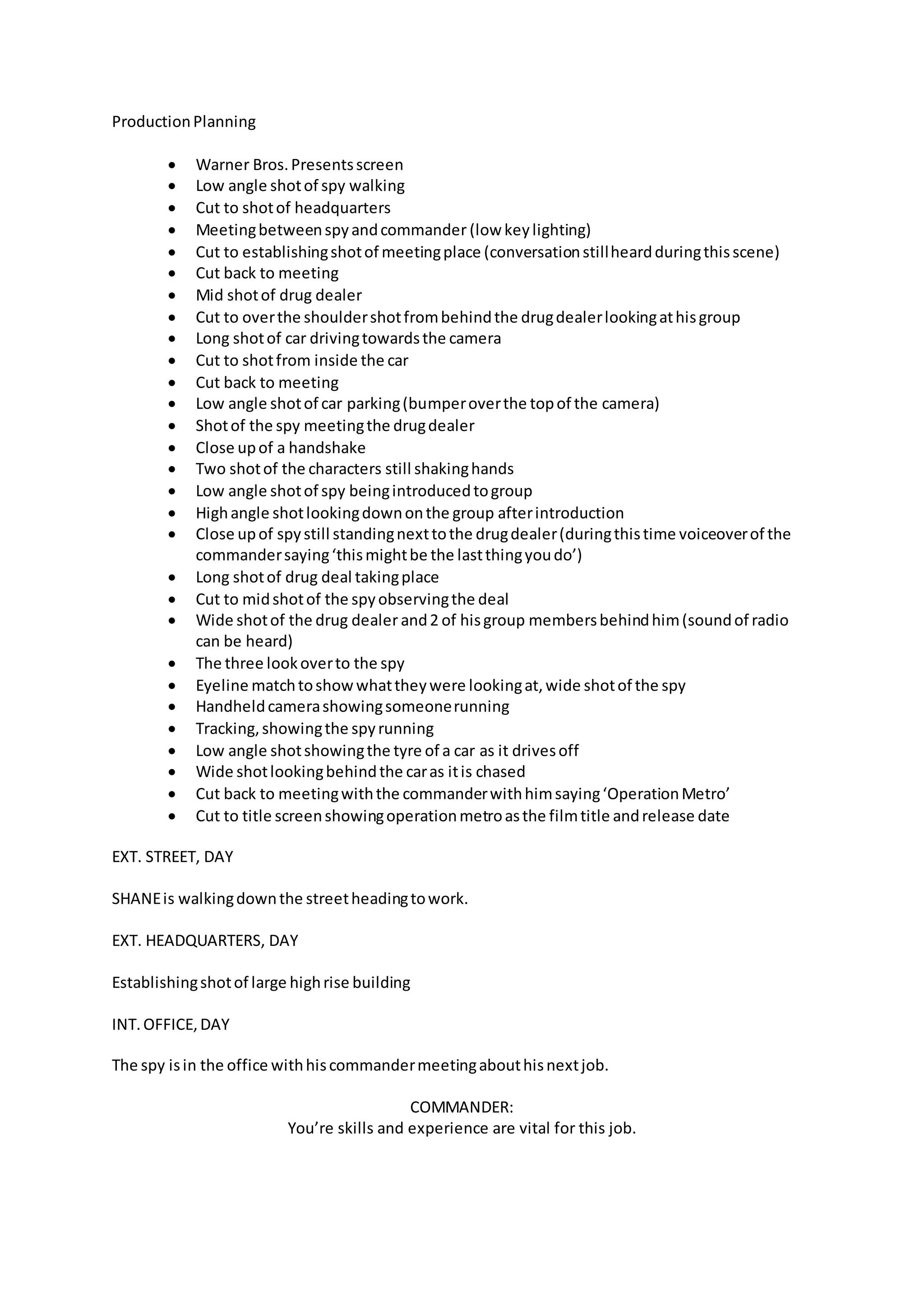 Production planning script | DOCX