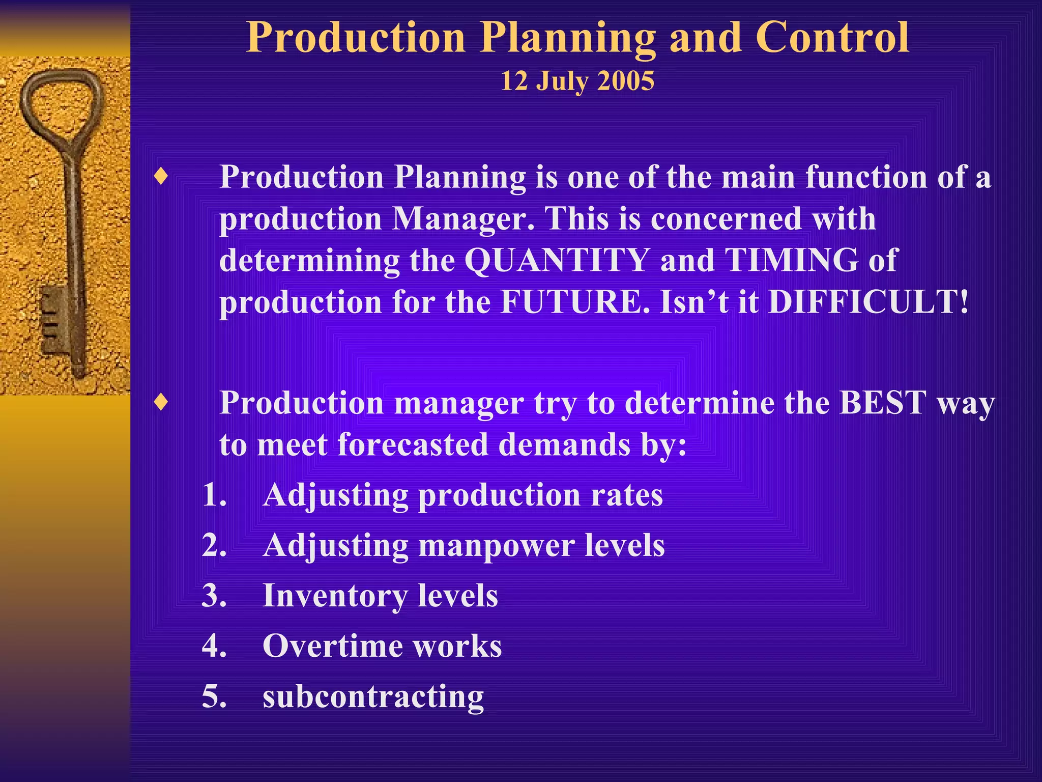 Production Planning And Control | PPT