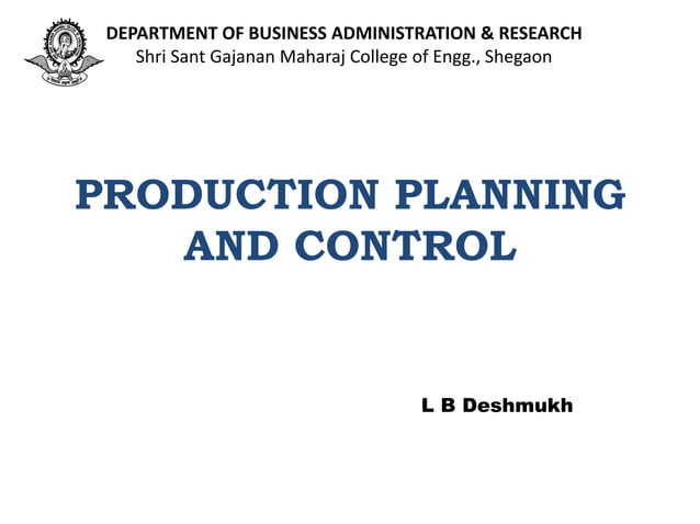 Production planning and control | PDF | Mechanical and Industrial ...
