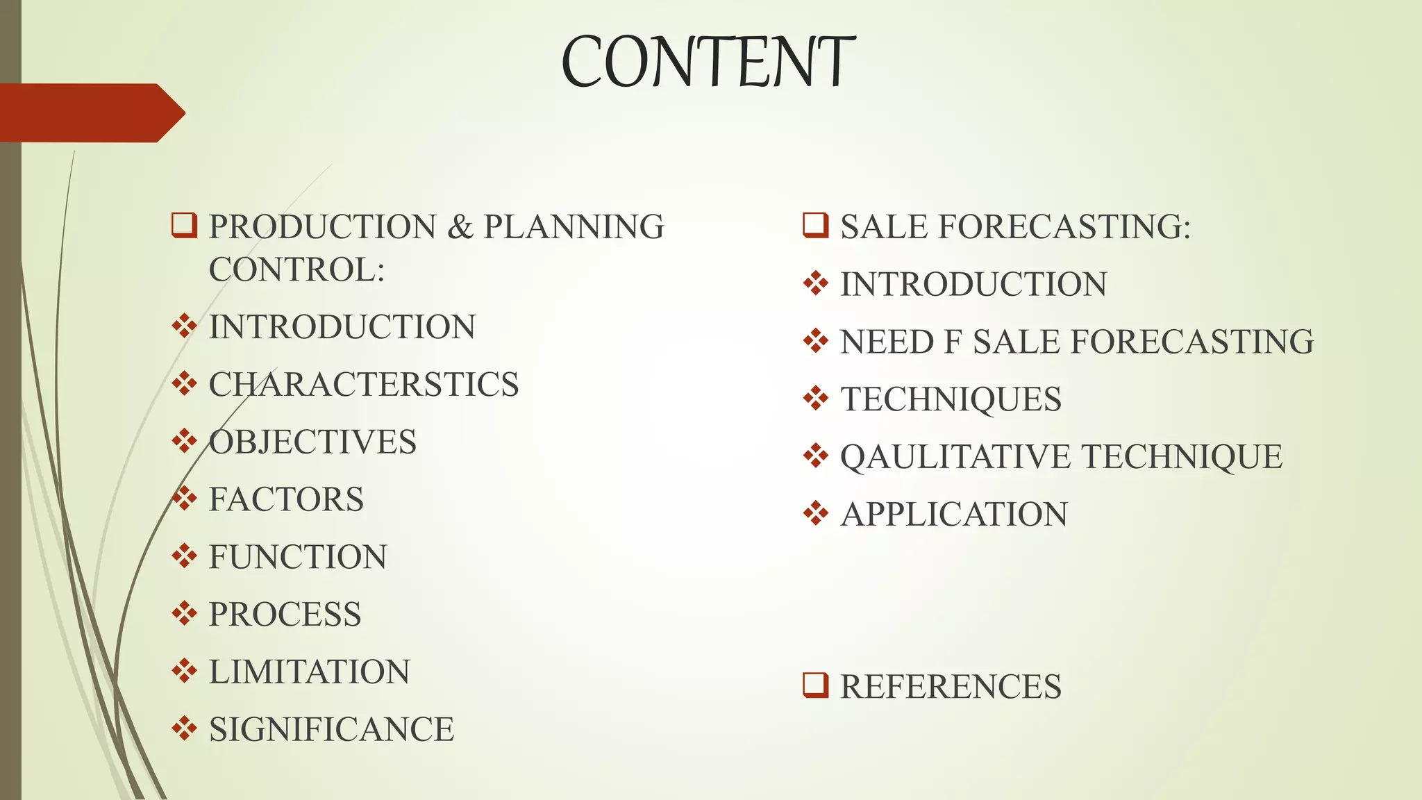 Production planning and control; Sale Froecasting | PPTX