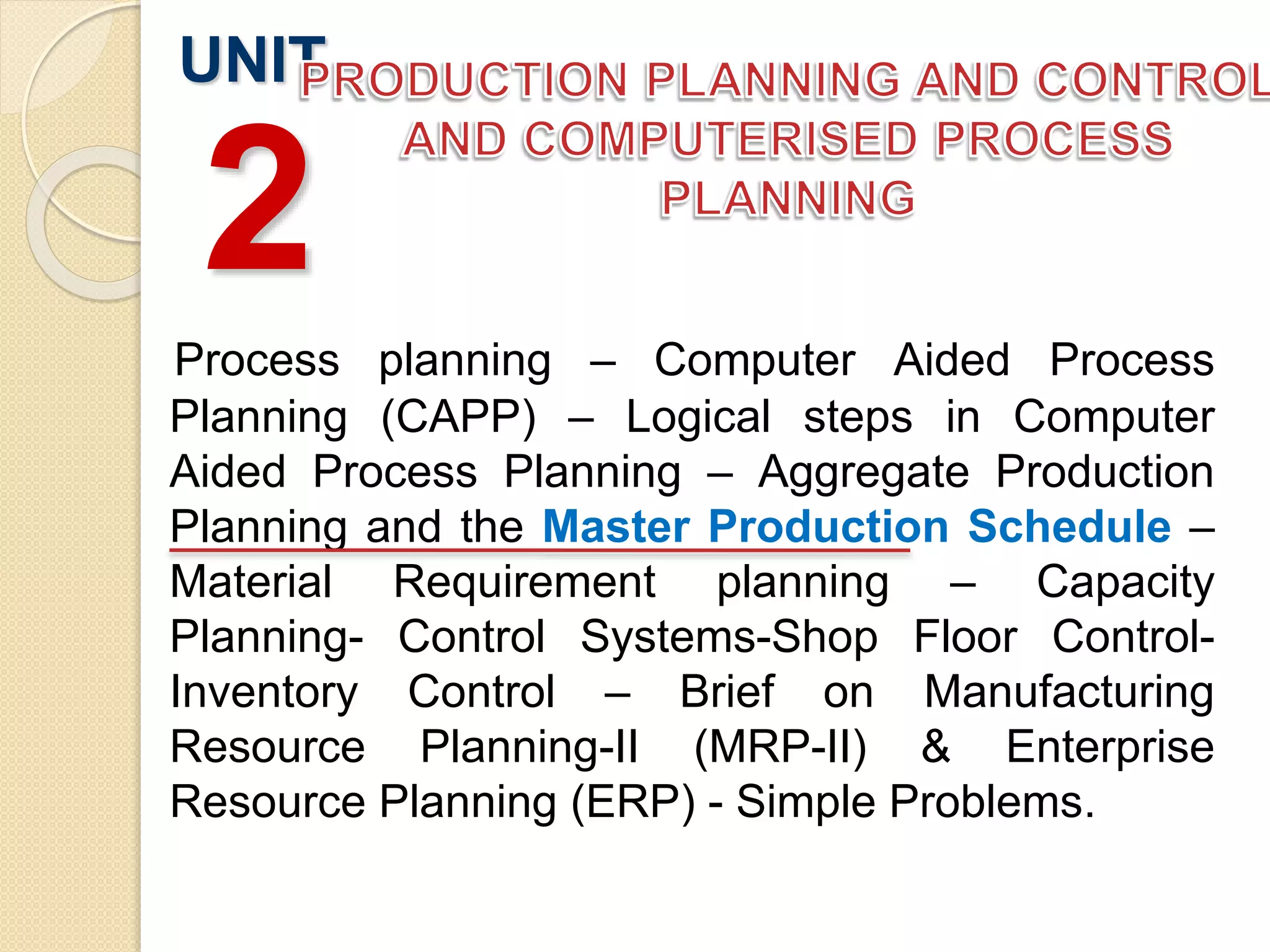 Production planning and control and computerised process planning | PPT