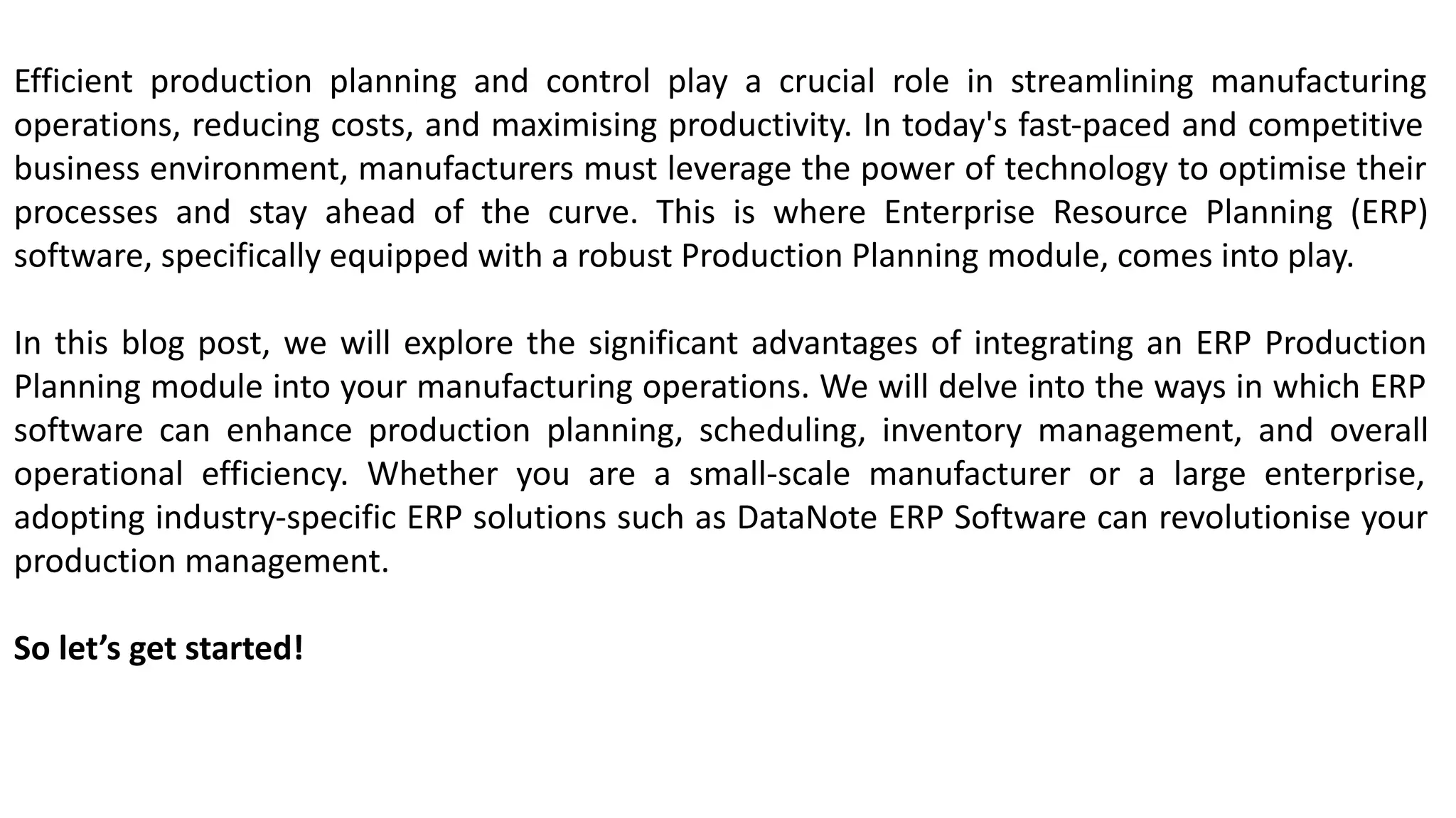 Production Planning and Control How to Optimise Your Manufacturing ...