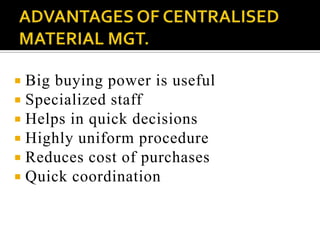 Production planning and control & organization of material mgt | PPT