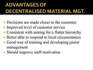 Production planning and control & organization of material mgt | PPT