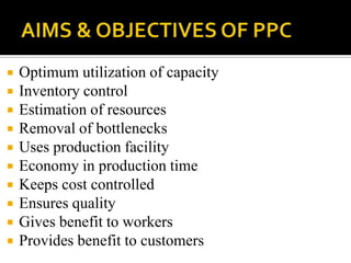 Production planning and control & organization of material mgt | PPT