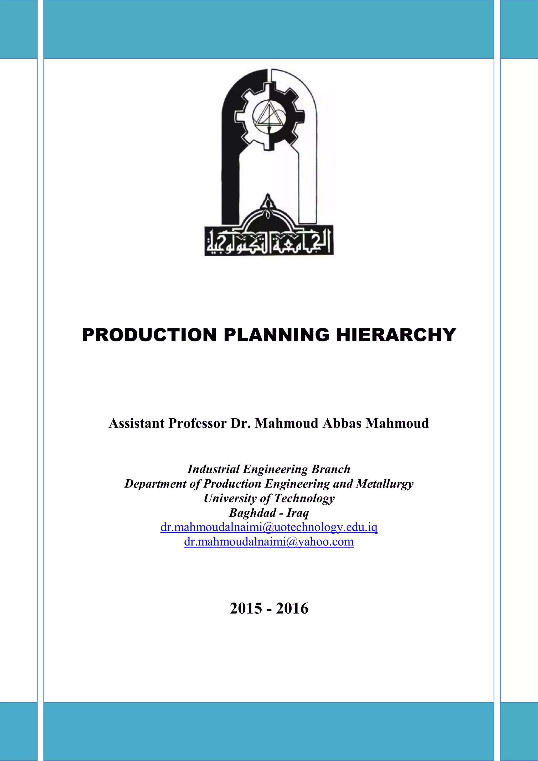 Production planning hierarchy | PDF