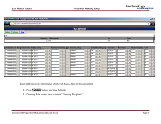 Production planning setup in datatex now | PDF
