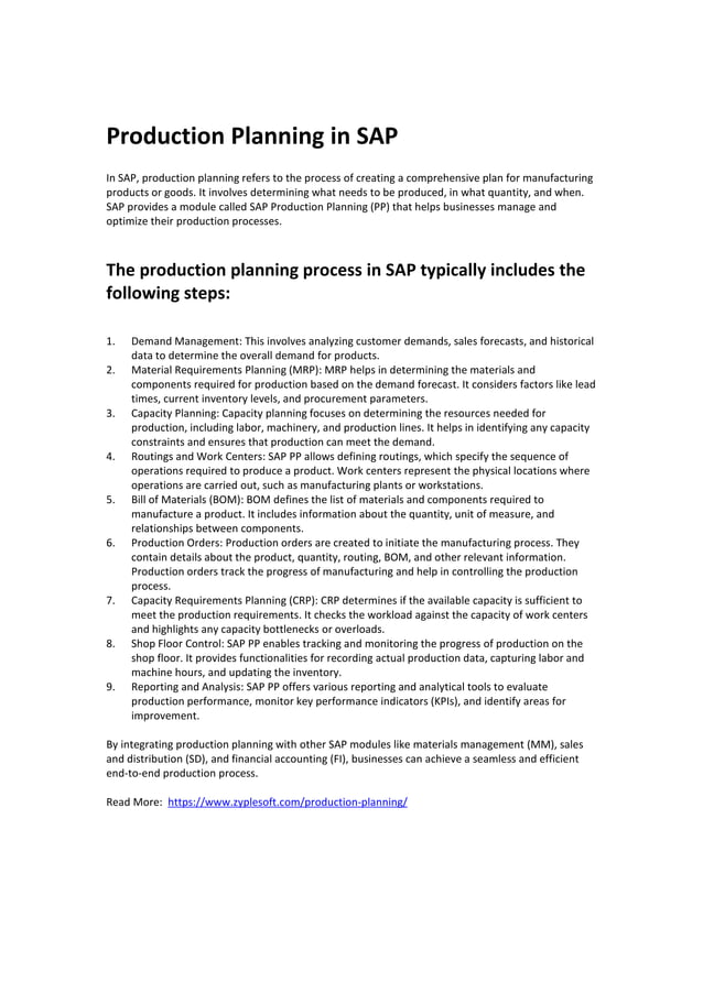 production planning with sap.pdf | Logistics | Business