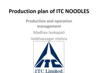 Production plan of itc noodles | PPTX