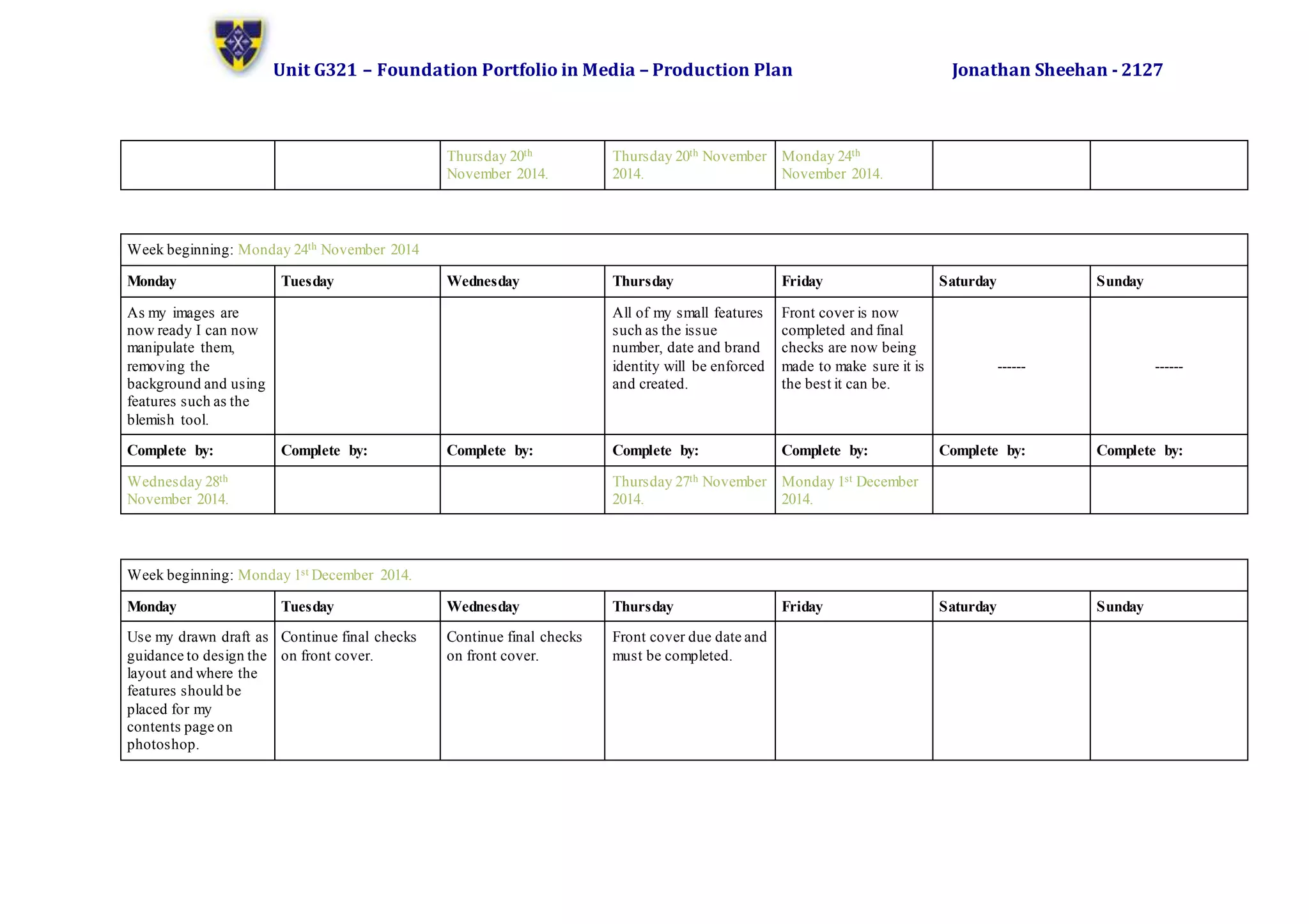 Production Plan | DOCX | Desktop Publishing | Computer Software and Applications