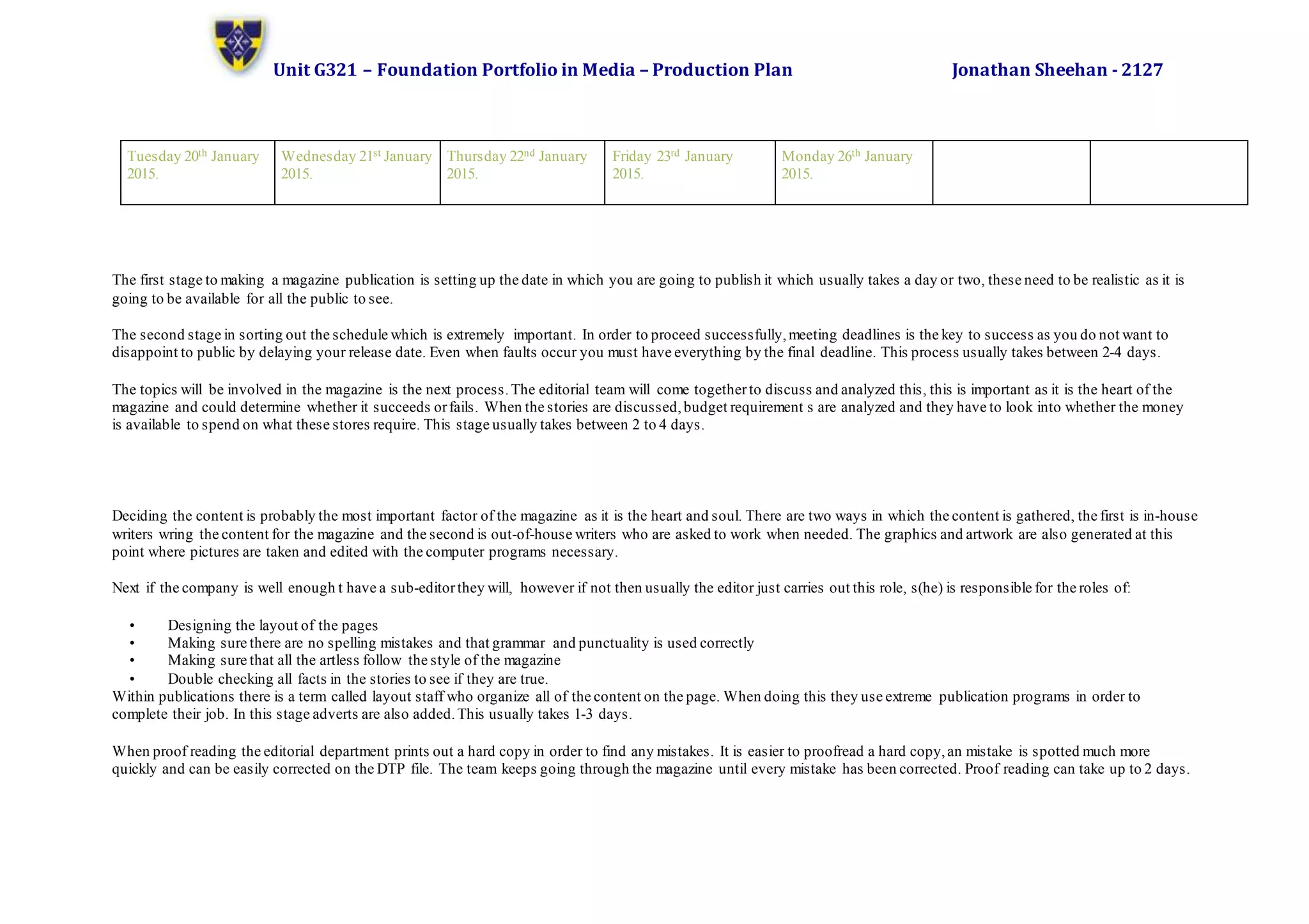Production Plan | DOCX | Desktop Publishing | Computer Software and ...