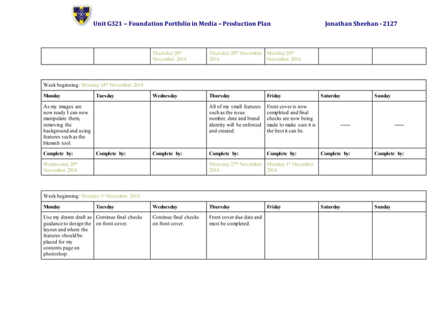Production Plan | DOCX | Desktop Publishing | Computer Software and ...