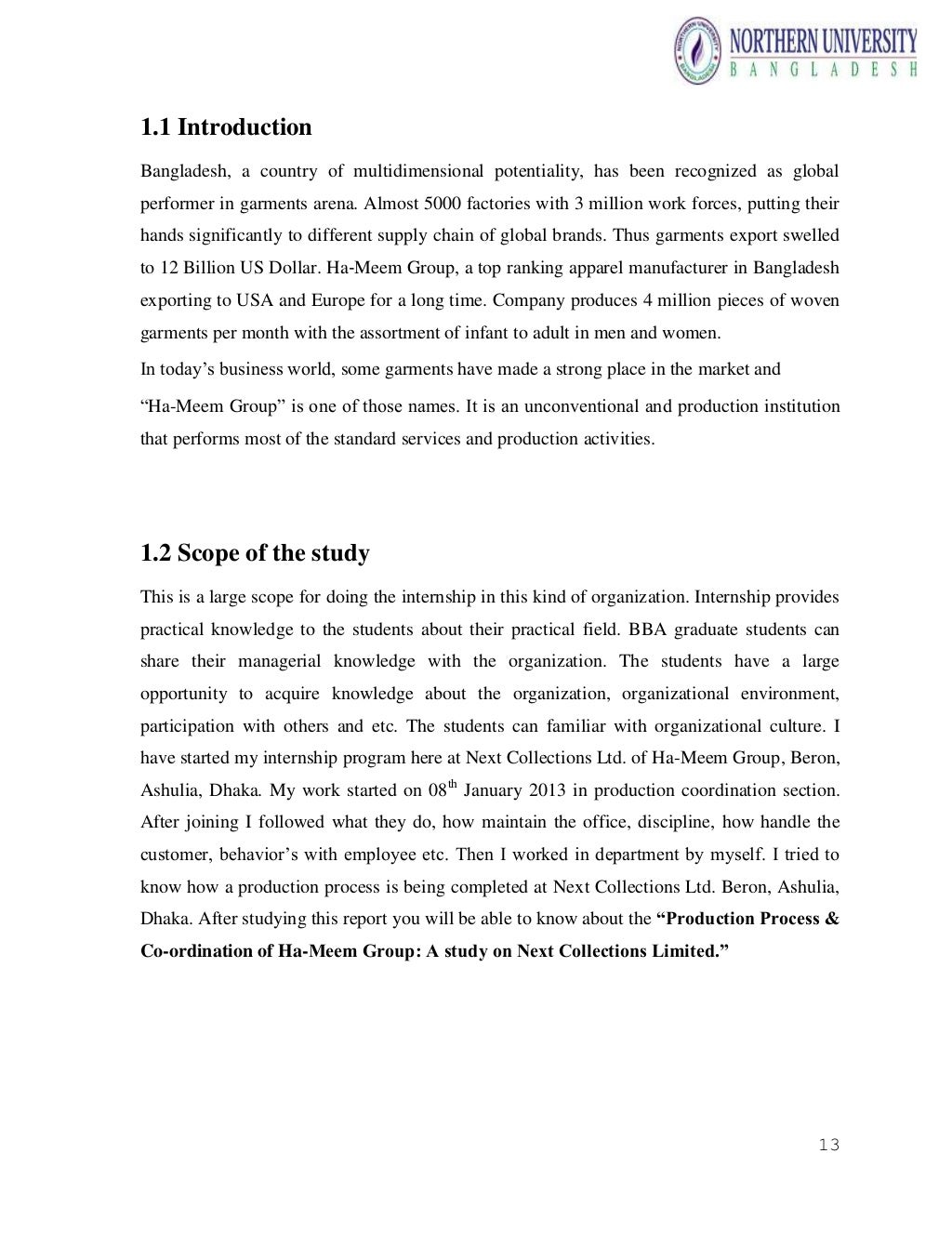 Production process & co-ordination