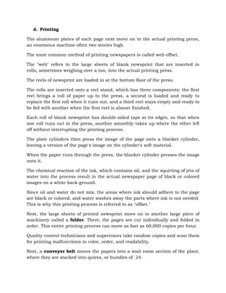 Production process of a newspaper | DOCX