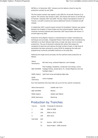 Eurofighter Production Programme | PDF