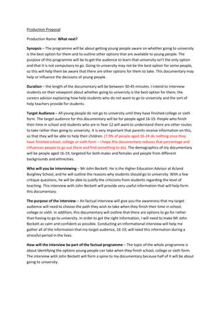 Production proposal | PDF