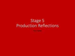 Production reflection for music video | PPTX