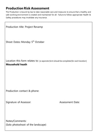 Production risk assessment | PDF