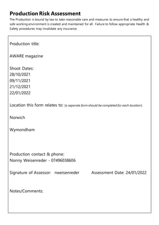 Production risk assessment | DOCX