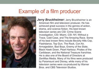 Production roles | PPTX | Movies | Entertainment