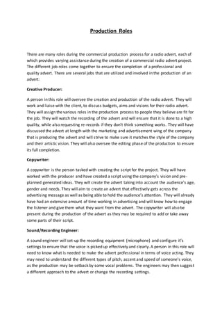 Production roles | DOCX