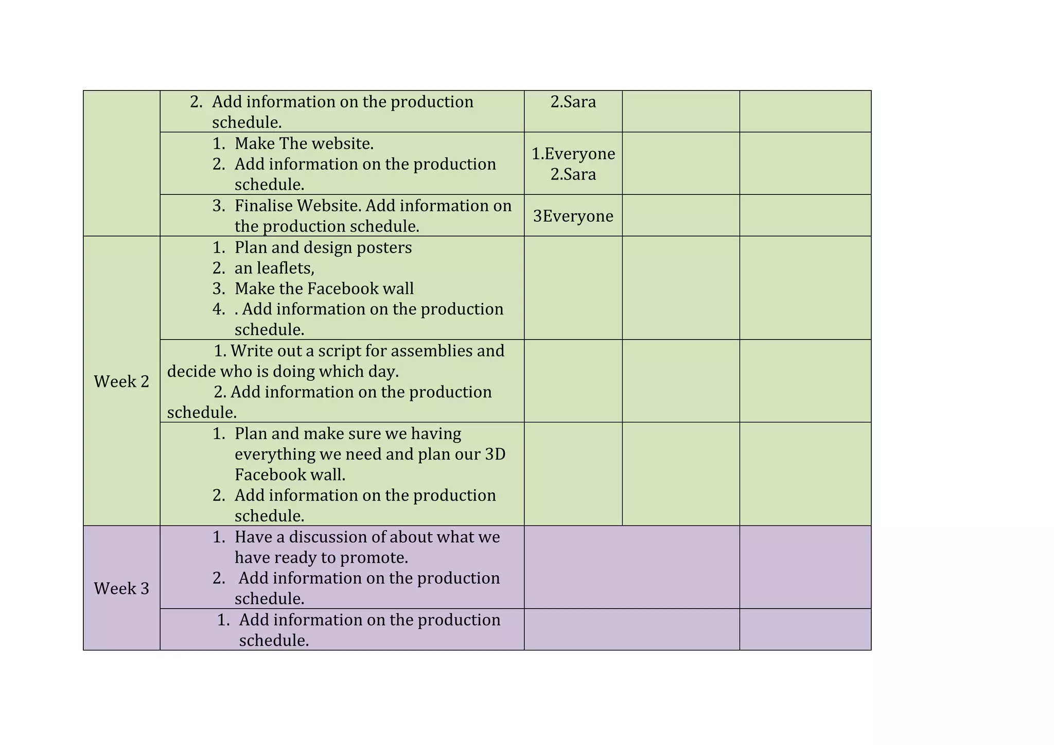 Production Schedule | DOCX