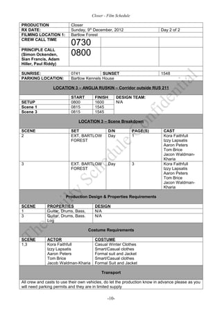 Production schedule | DOC