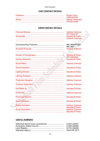 Production schedule | PDF