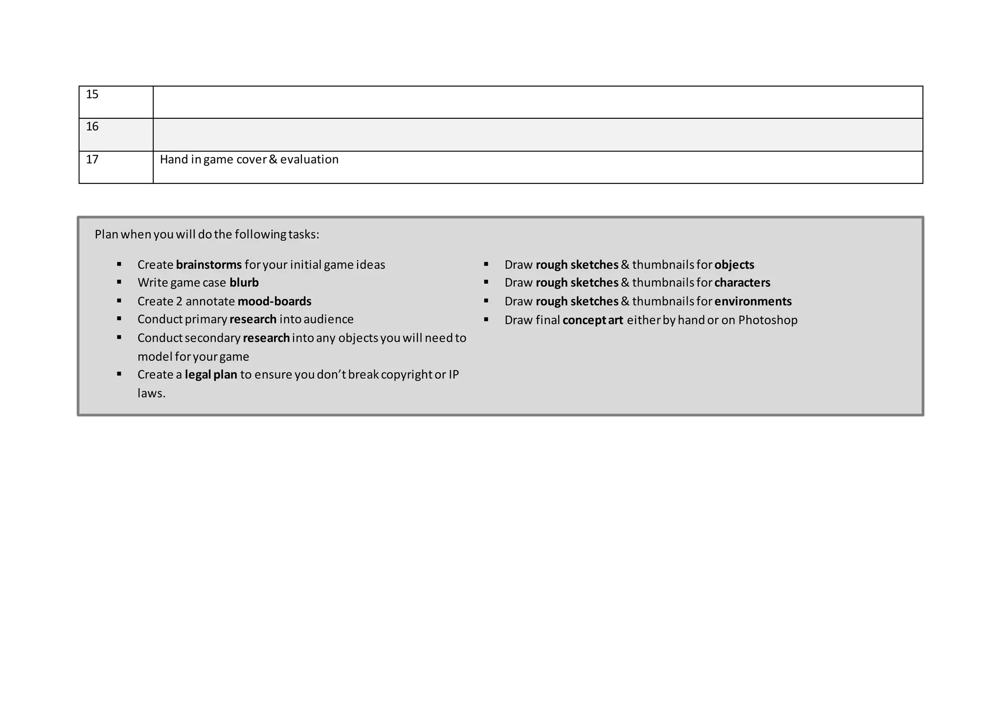 Production schedule (game development) | DOCX