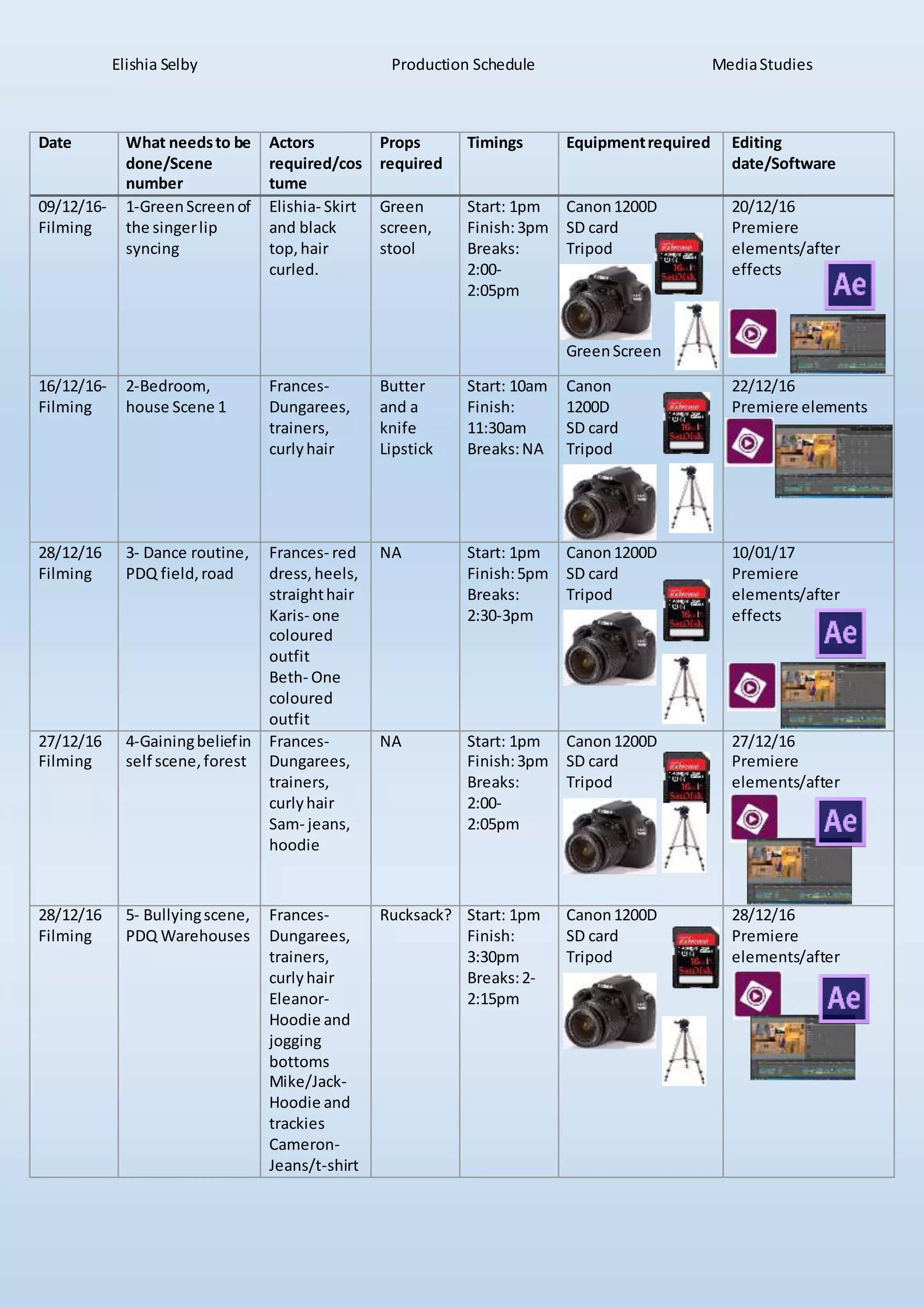 Production Schedule | DOCX