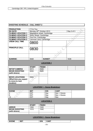 Production Schedule - Draft One | DOCX | Video Production | Content Production