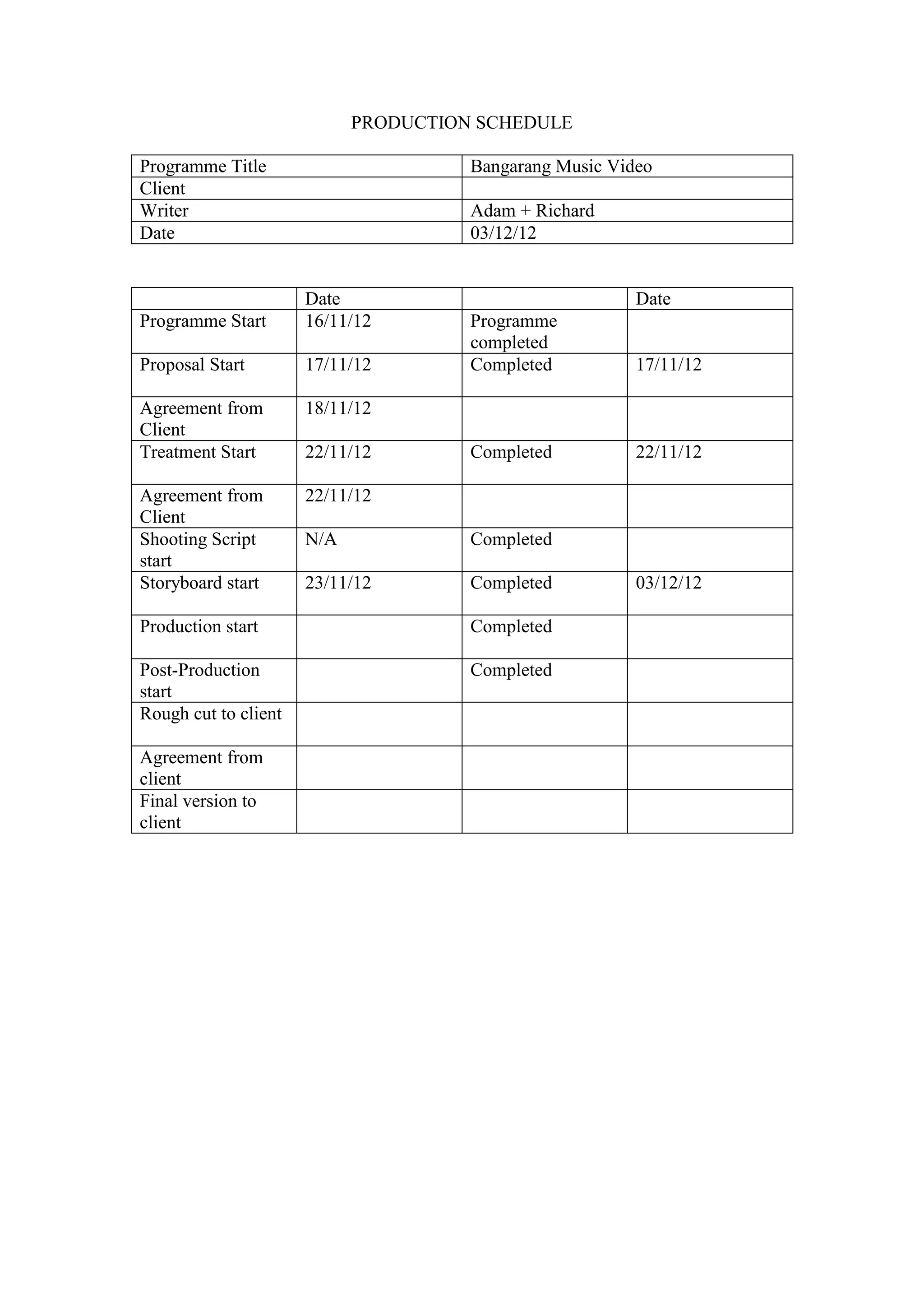 Production schedule 1 | DOCX